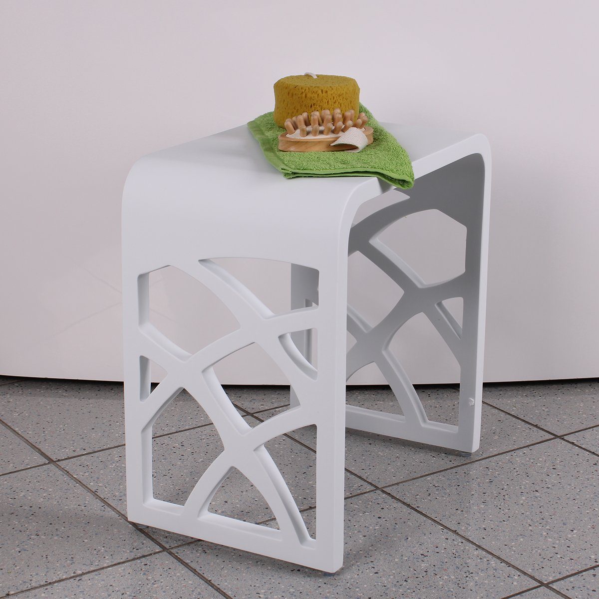 KZOAO Duschhocker Design Spa Badhocker aus Mineralguss Modell "Padua ...