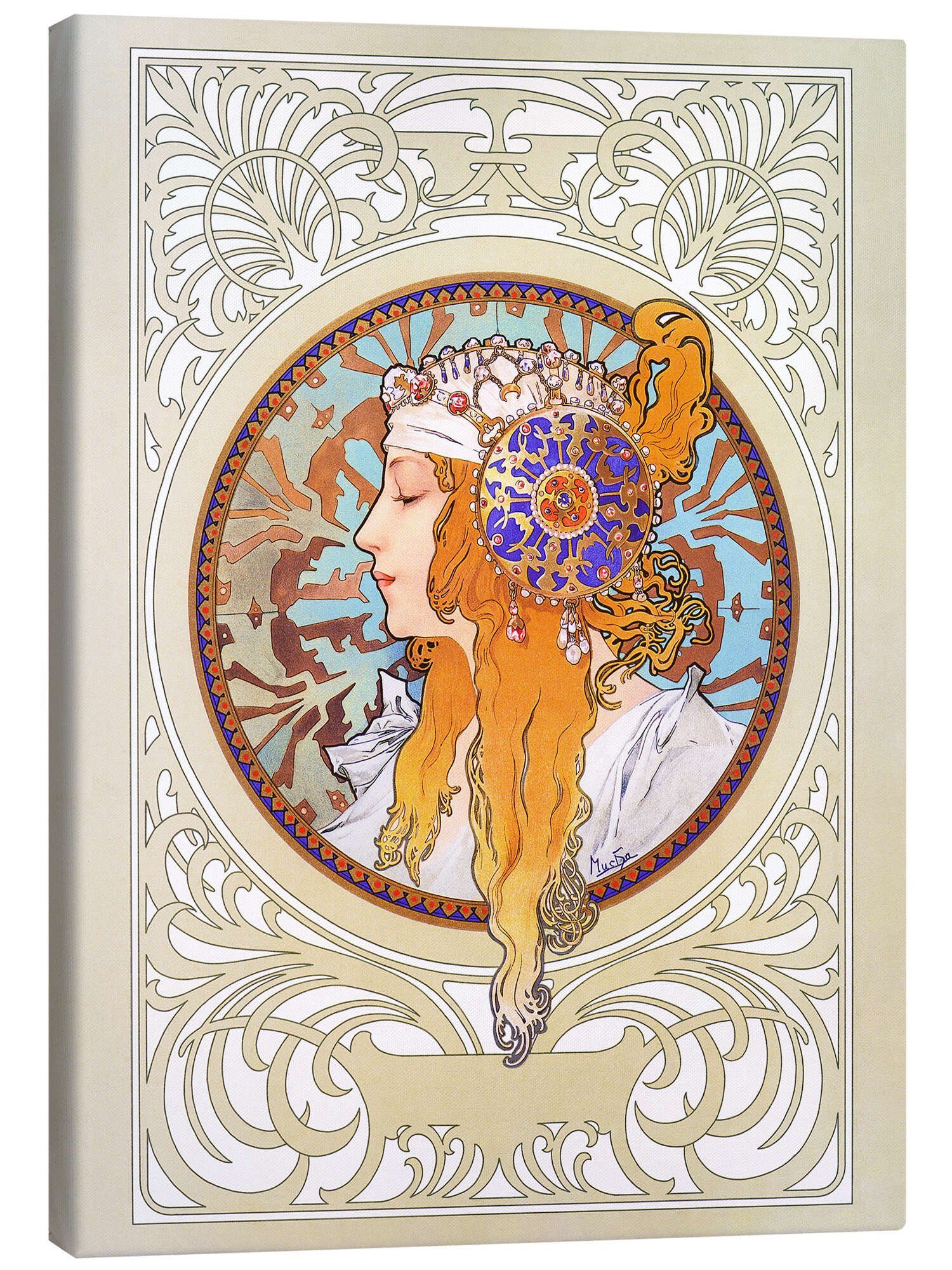 Posterlounge Leinwandbild Alfons Mucha Byzantinischer Kopf Blonde
