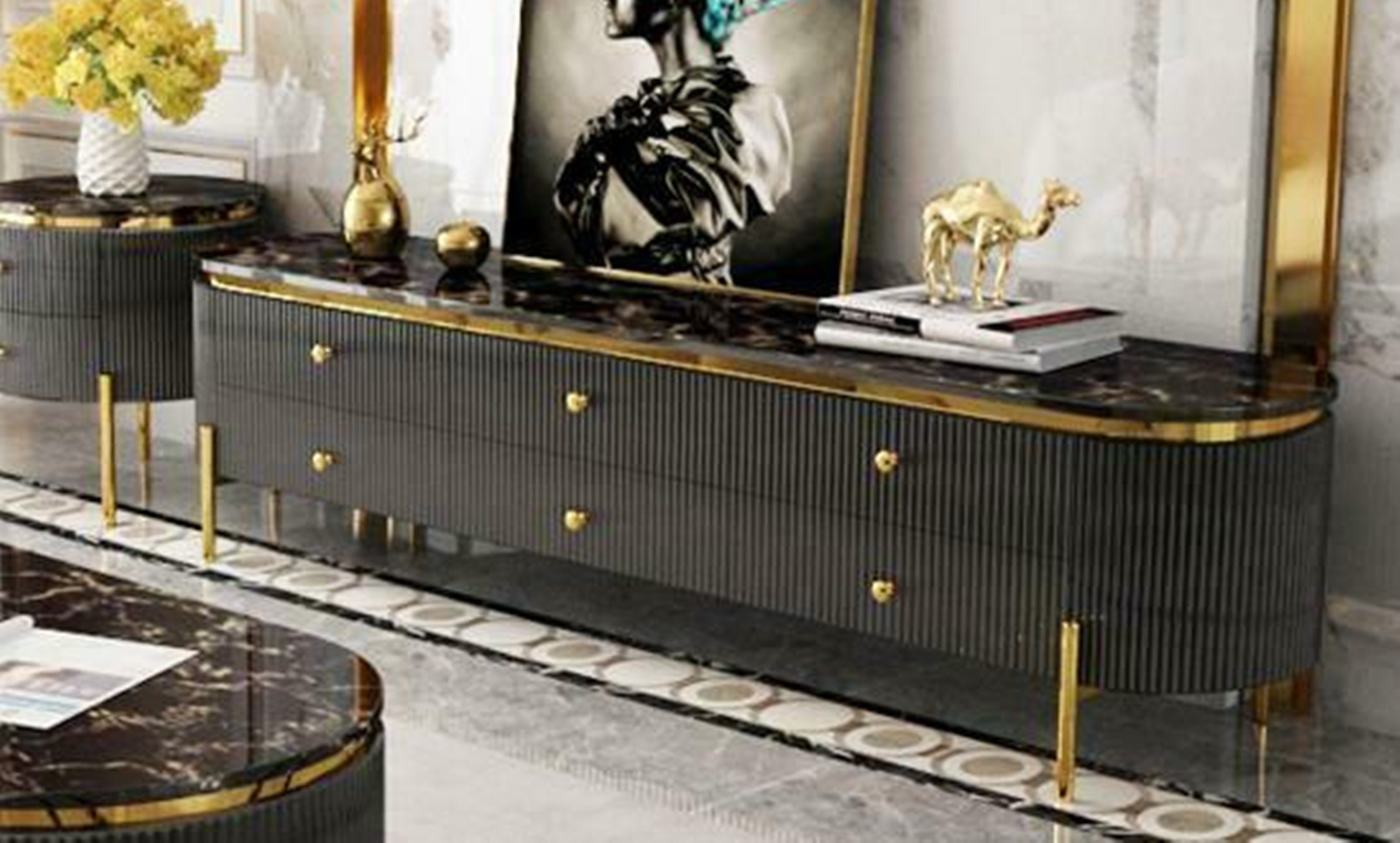 JVmoebel Sideboard RTV design sideboard fernseh wand hochglanz low ...