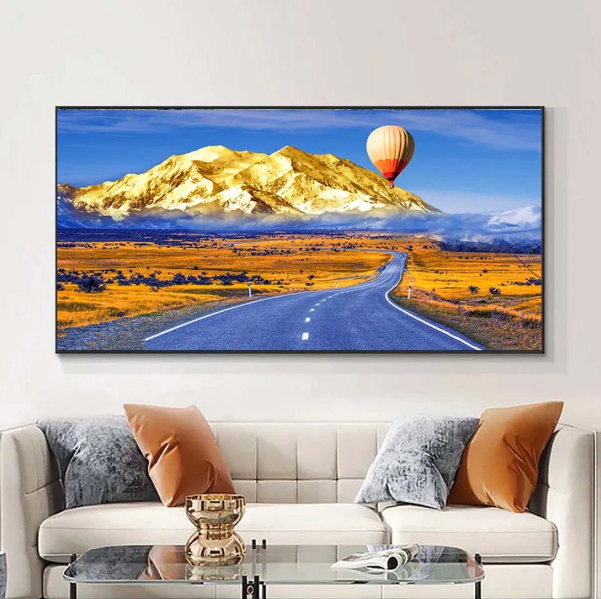 TPFLiving Kunstdruck (OHNE RAHMEN) Poster - Leinwand - Wandbild, Nordic Hot Air Balloon Golden ...