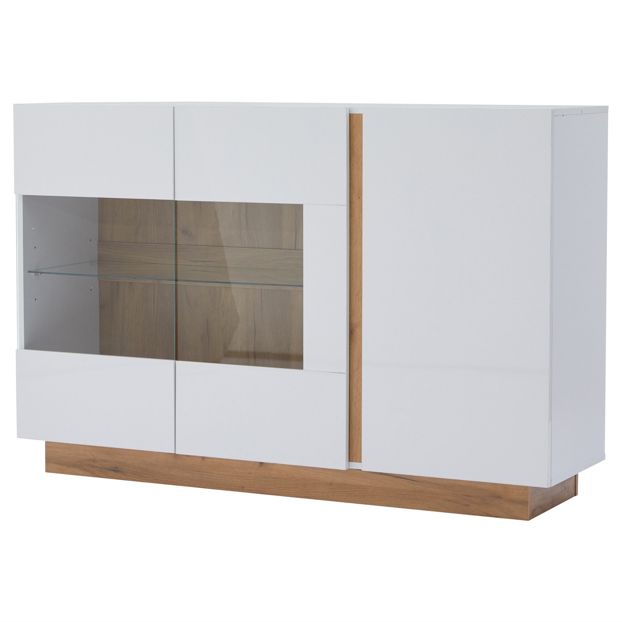 Rutaqian Sideboard Modernes Sideboard Hochglanz Mit Glas Und