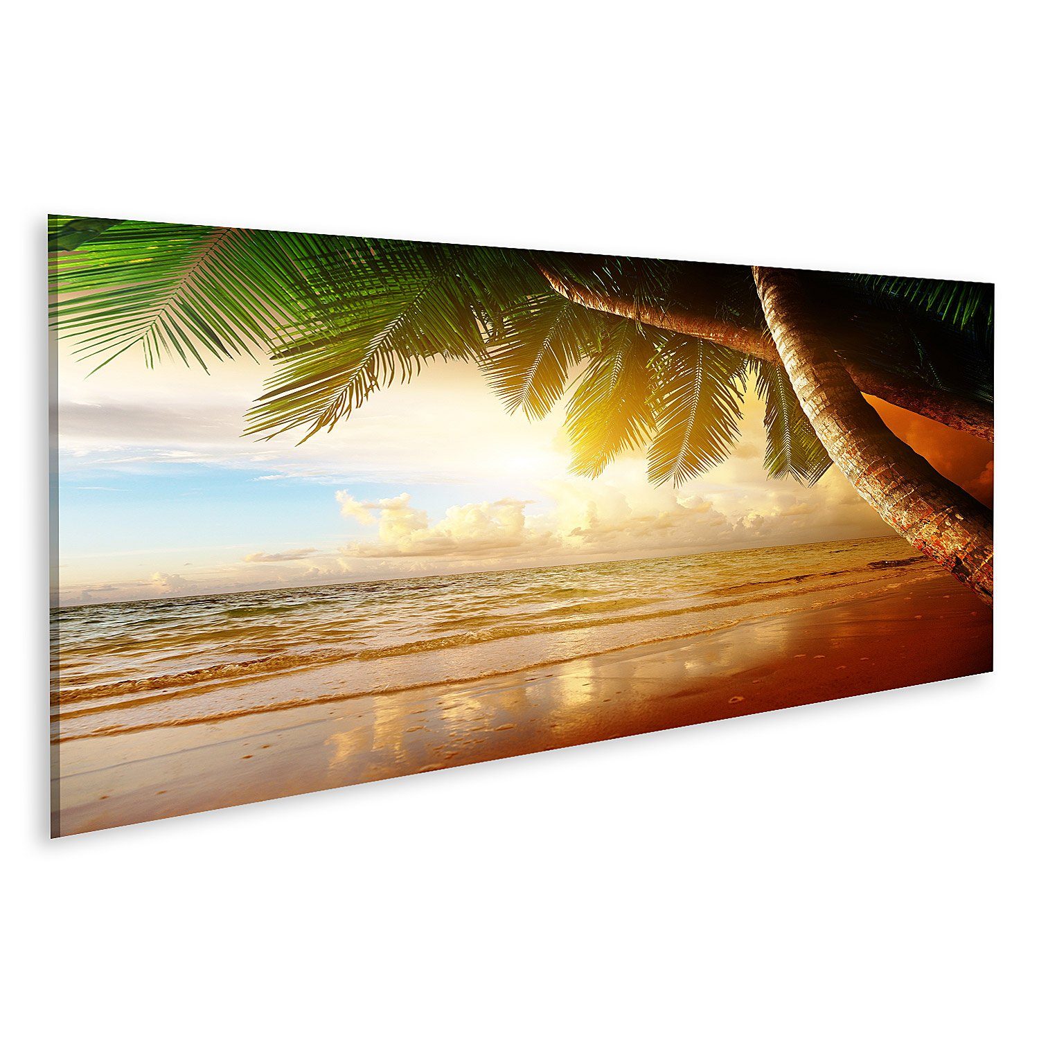 islandburner Leinwandbild Bild auf Leinwand Sonnenaufgang Am Strand Der Karibik 120x40cm Panora