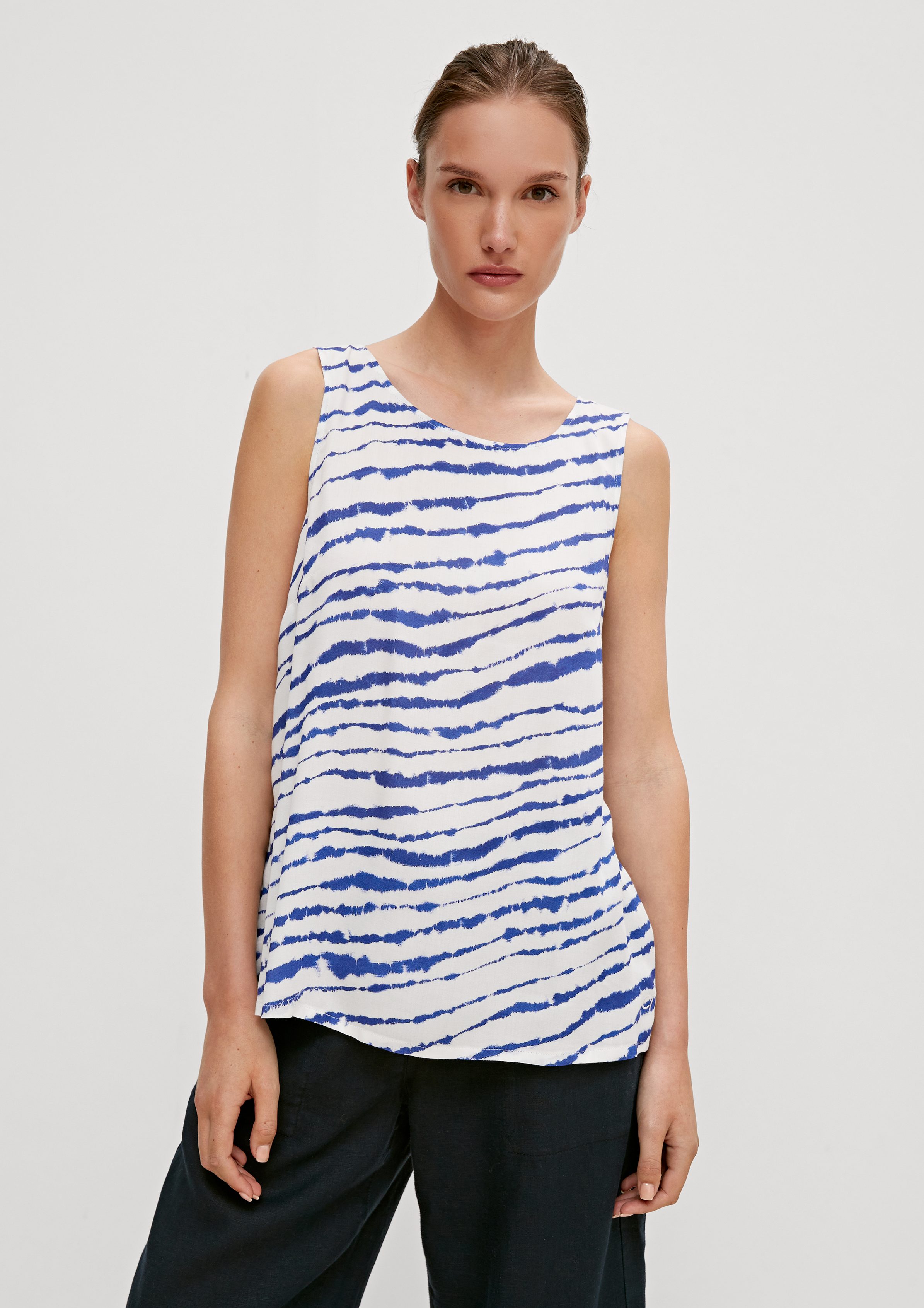 Comma Casual Identity Blusentop Viskosetop Mit Allover Print Raffung