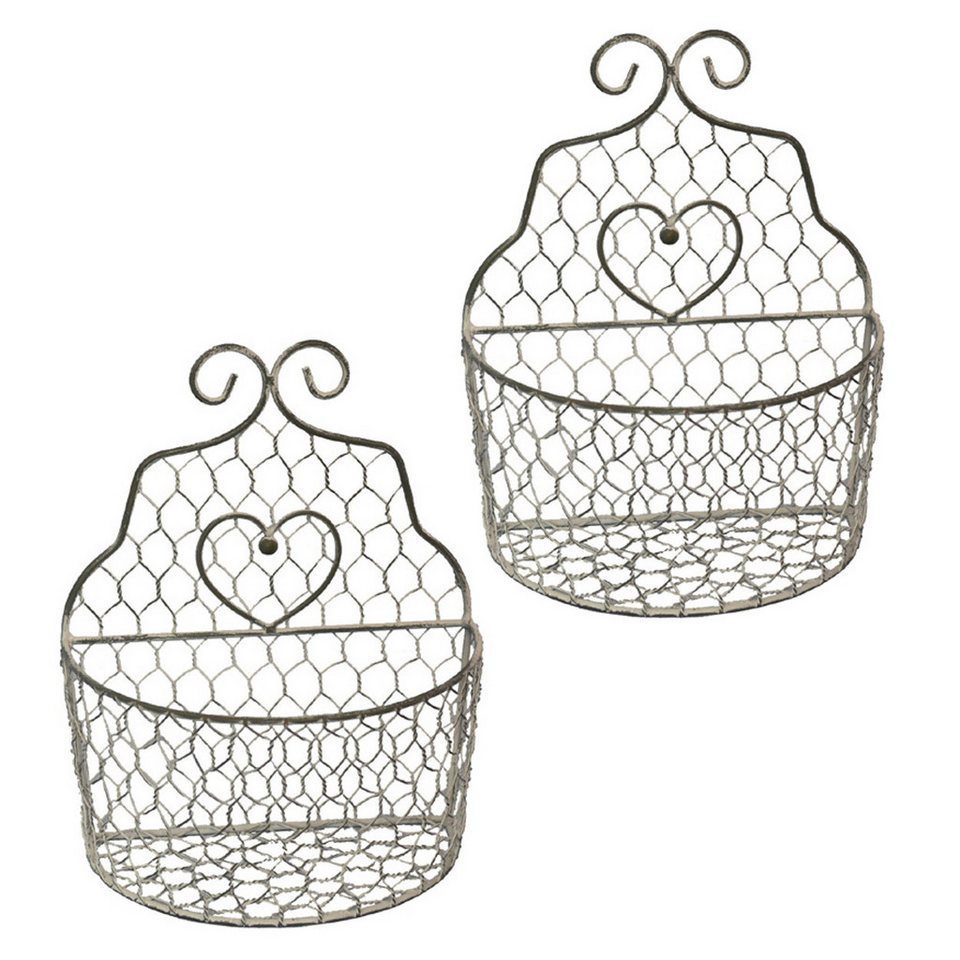 Macosa Home Dekokorb Wandkorb 2er Set Metall Vintage Grau