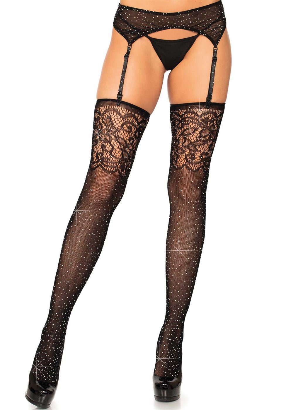 Leg Avenue Strapsstrümpfe Straps Strümpfe Mit Spitze Und