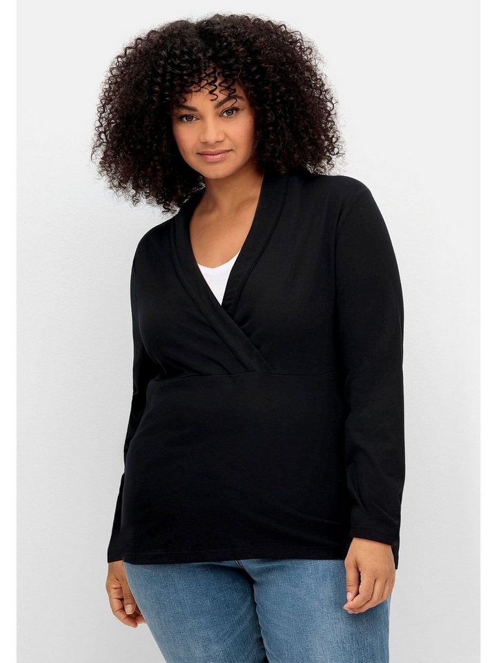 Sheego By Joe Browns Langarmshirt Große Größen Mit Tiefem Reverskragen
