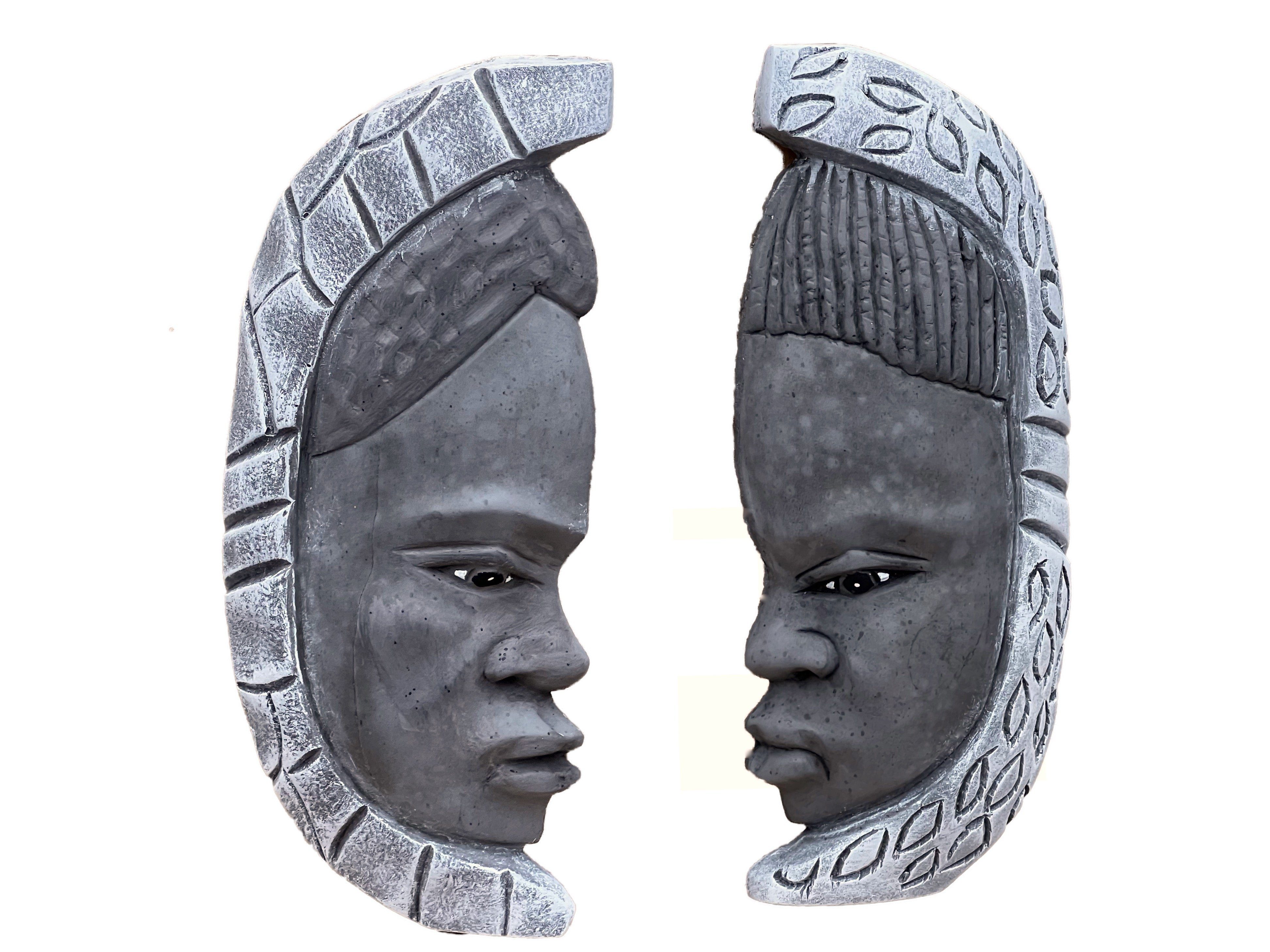 Stone And Style Gartenfigur Steinfigur Afrikanisches Wandrelief 2er Set