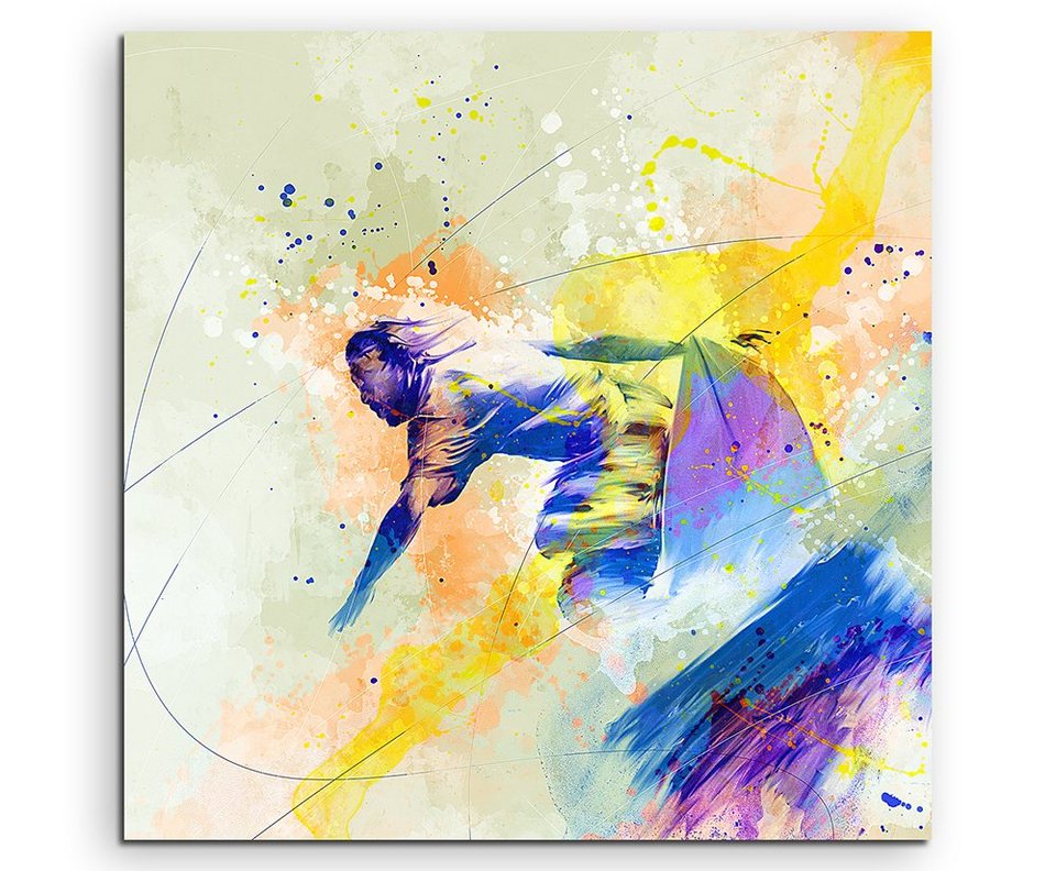 Sinus Art Leinwandbild Surfer Iv 60x60cm Aquarell Art Leinwandbild