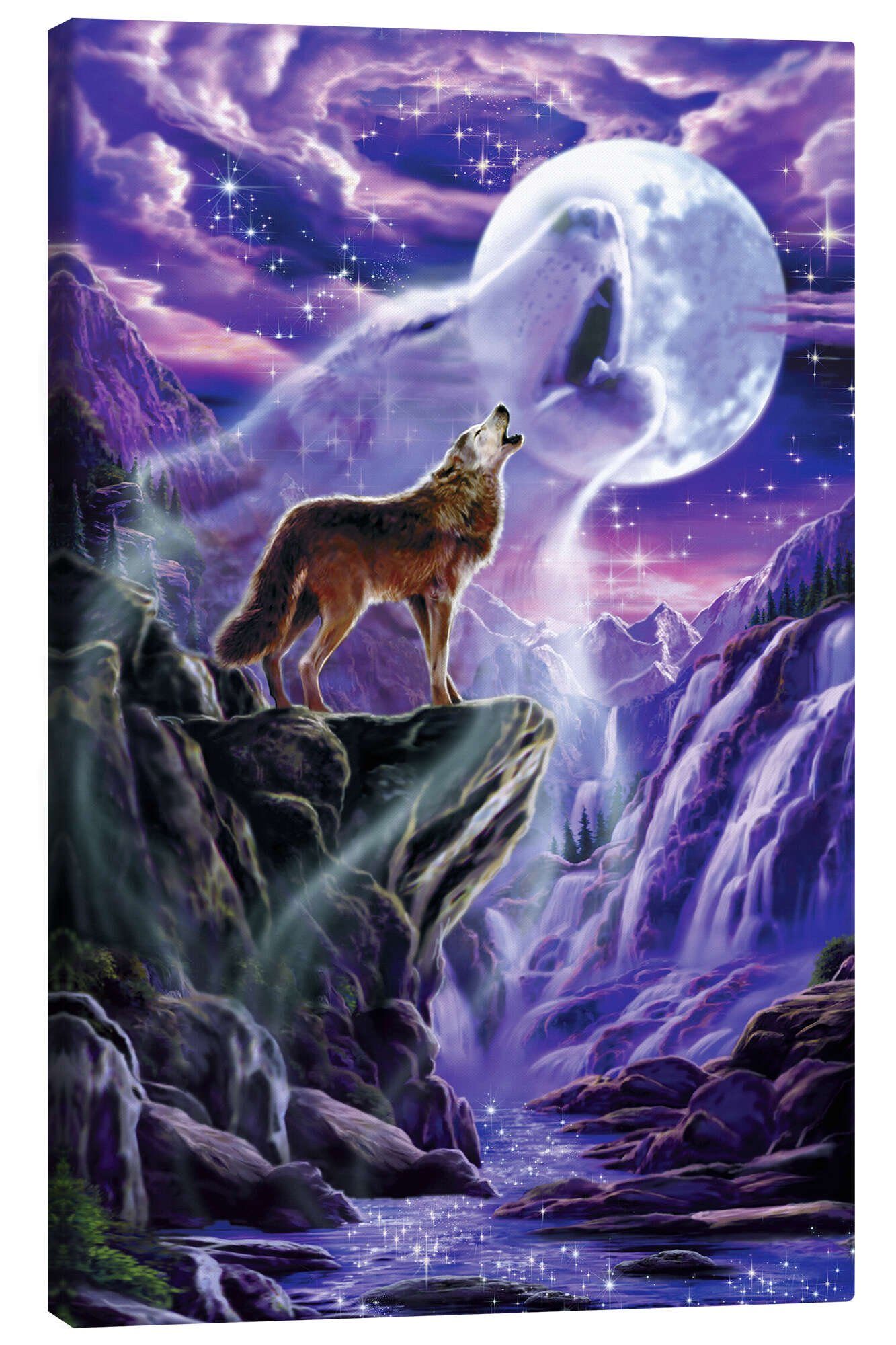 Posterlounge Leinwandbild Robin Koni Heulender Wolf Digitale Kunst