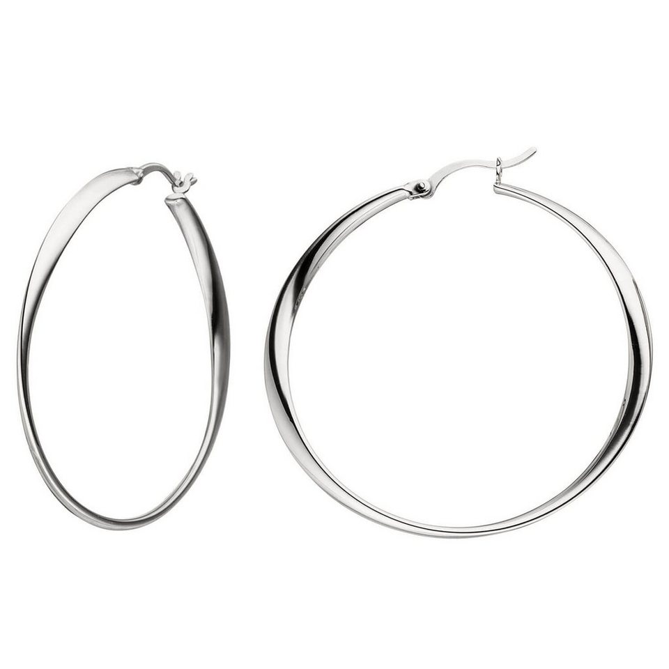 Schmuck Krone Paar Creolen Paar Creolen 44,4mm rund, 925 Silber ... Schmuck Krone Paar Creolen Paar Creolen 44,4mm rund, 925 Silber ...