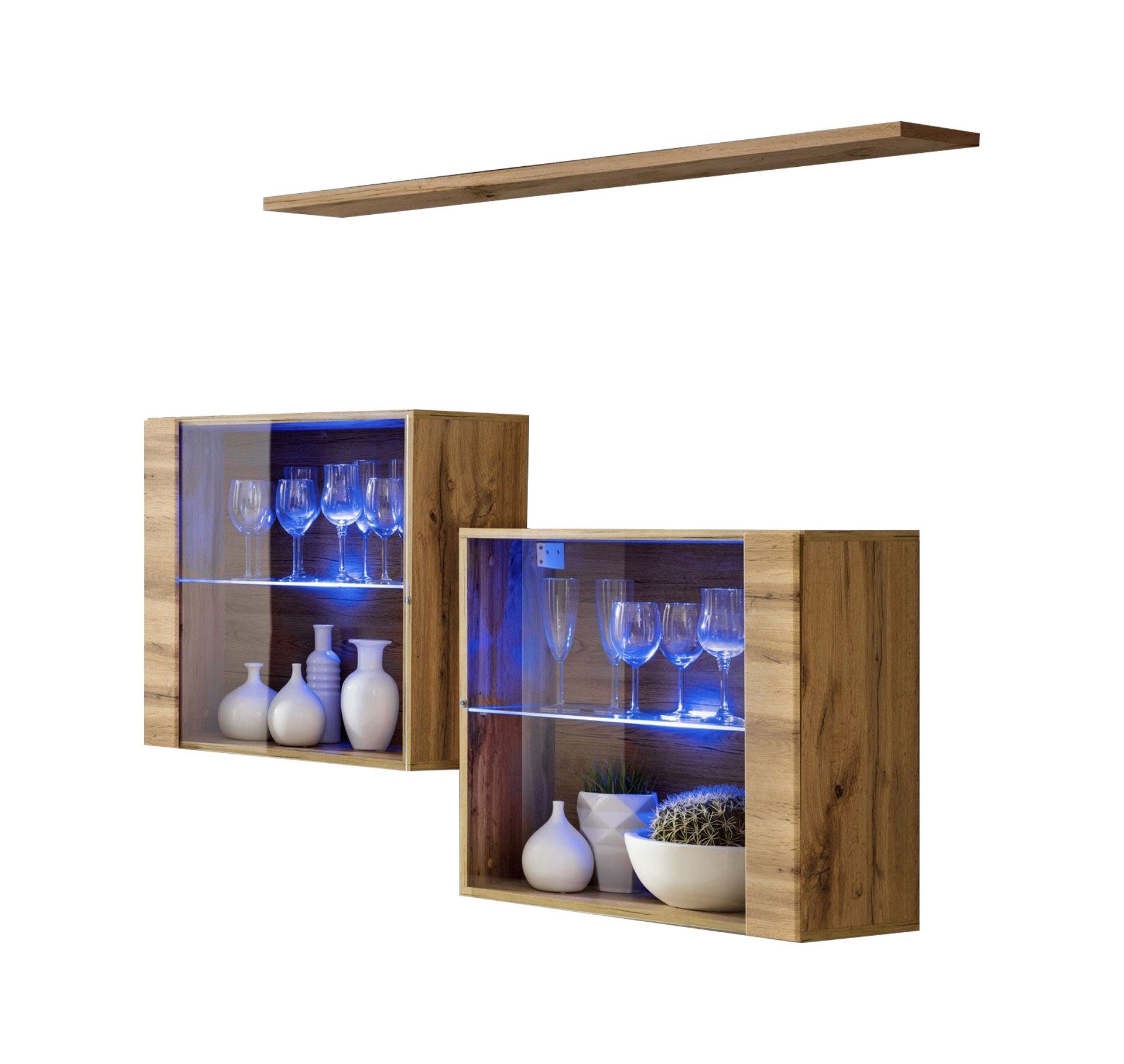 Jvmoebel Wohnwand Wohnwand Wohnzimmer Vitrine Wand Regal Luxus Braun