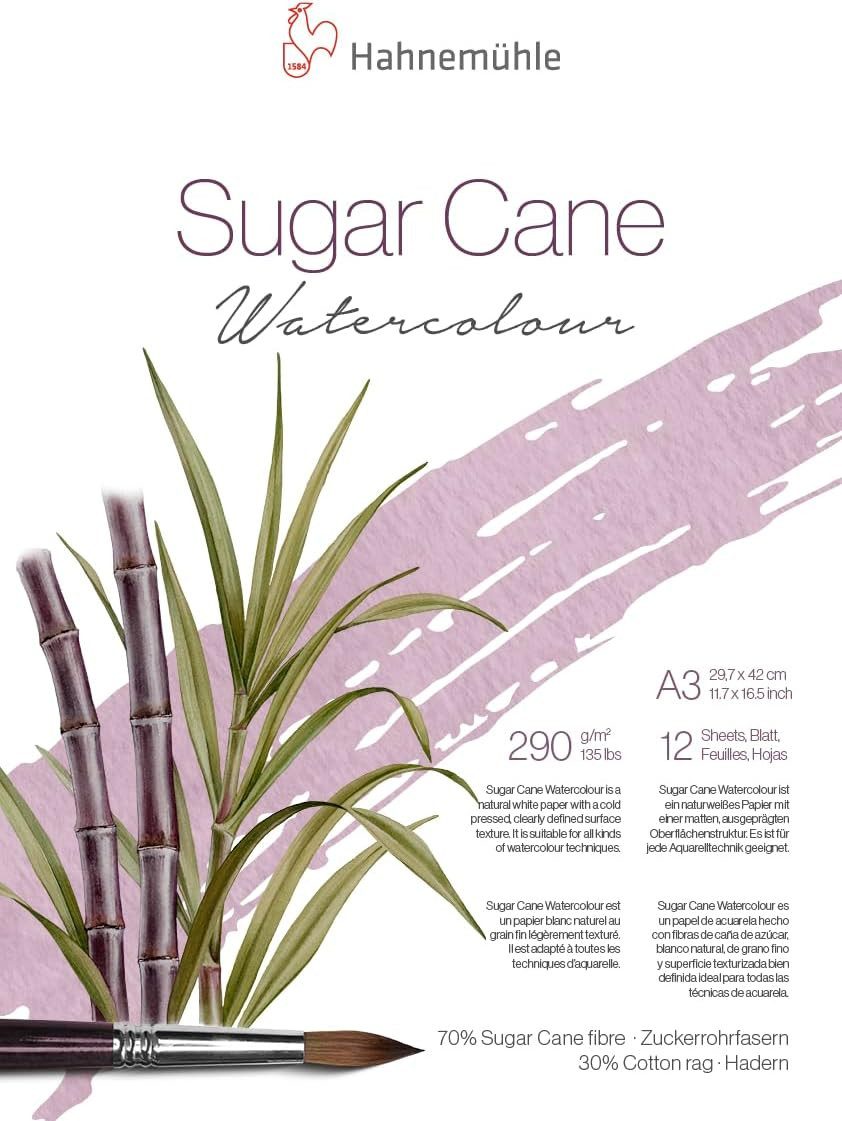 Hahnemühle Aquarellpapier Sugar Cane Watercolour A3, 290g/m², 12 Blatt