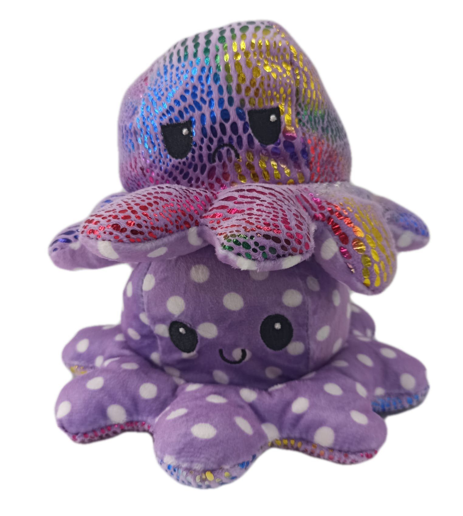 Soma Kuscheltier Oktopus Glitzer Punkte Lila 20cm Reversible