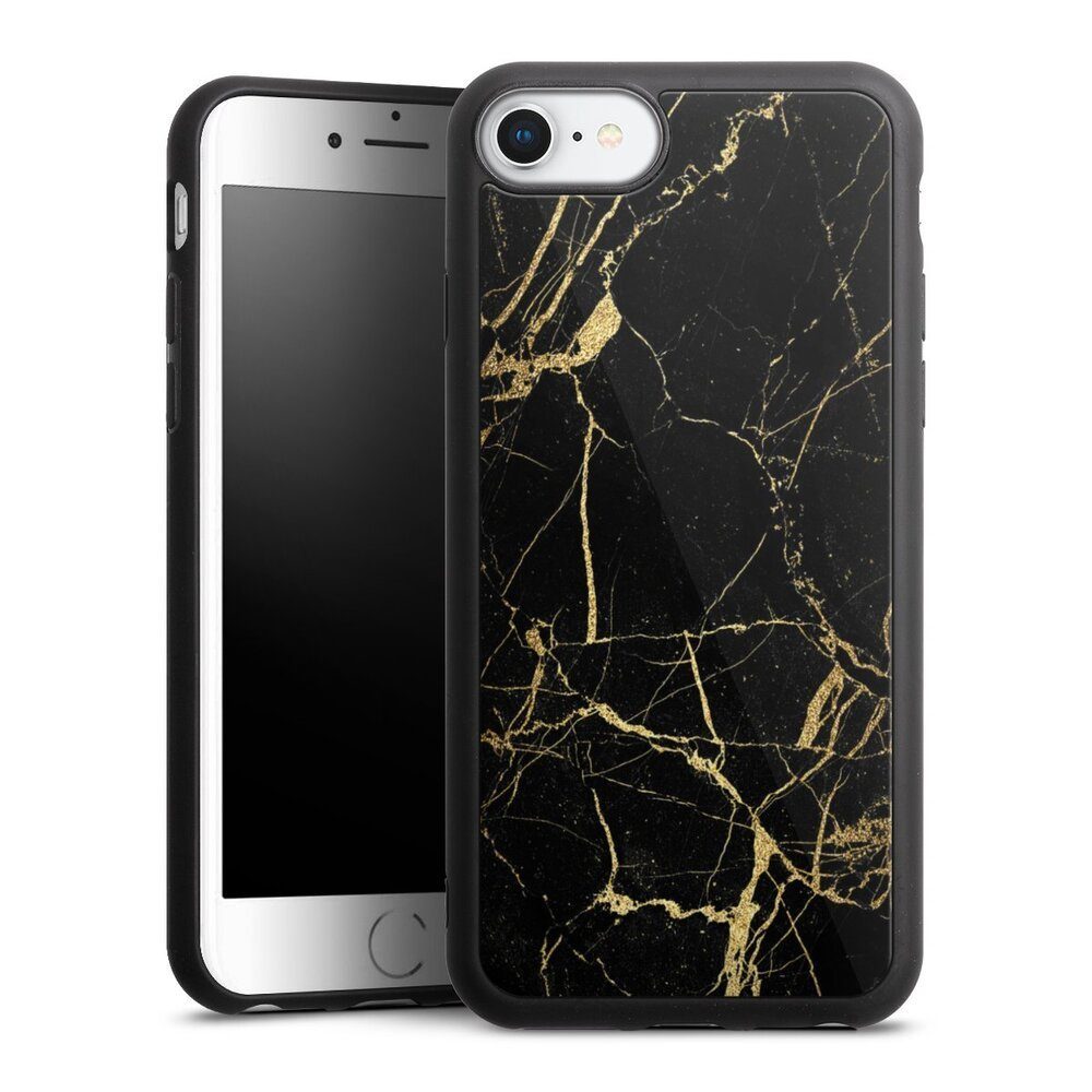 Deindesign Handyhülle Marmor Schwarz Muster Blackgoldmarble Look