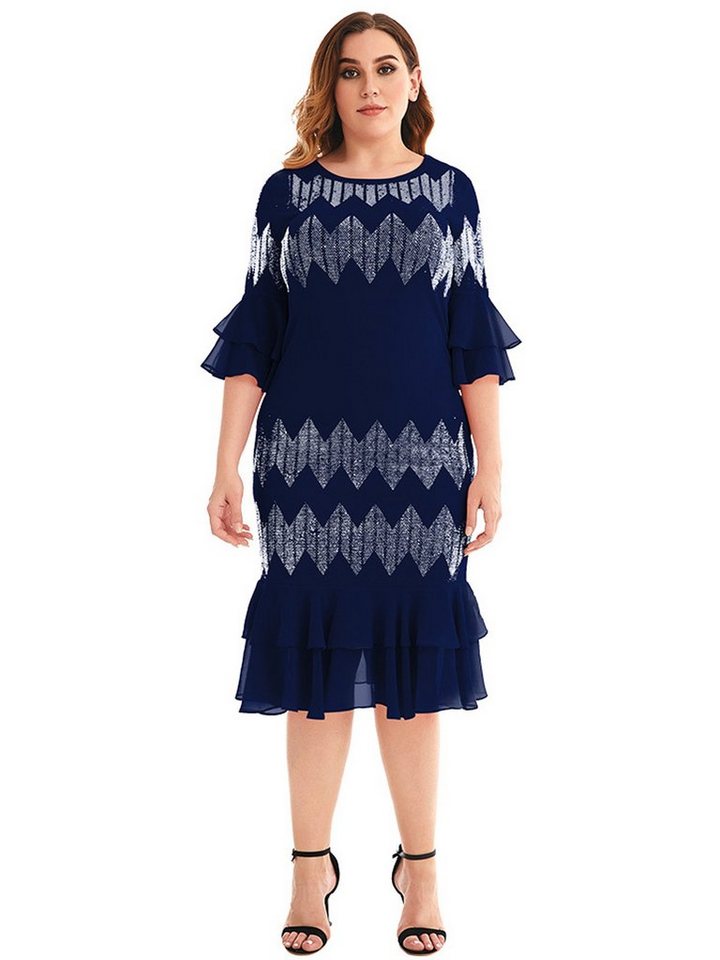 Pyl Cocktailkleid Damen Plus Größe 1 2 Rüschenärmel Abendkleid
