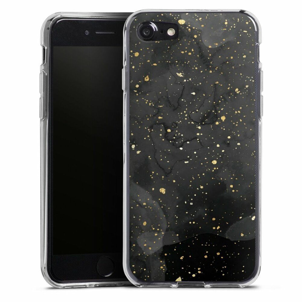 Deindesign Handyhülle Marmor Glitzer Look Gold And Kupfer Marble Black