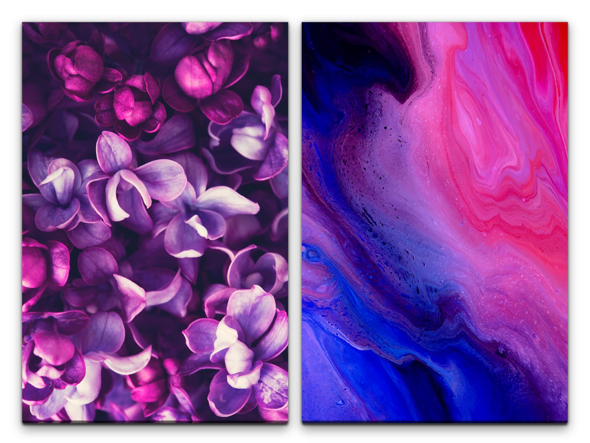 Sinus Art Leinwandbild 2 Bilder Je 60x90cm Blüten Abstrakt Farbenfroh