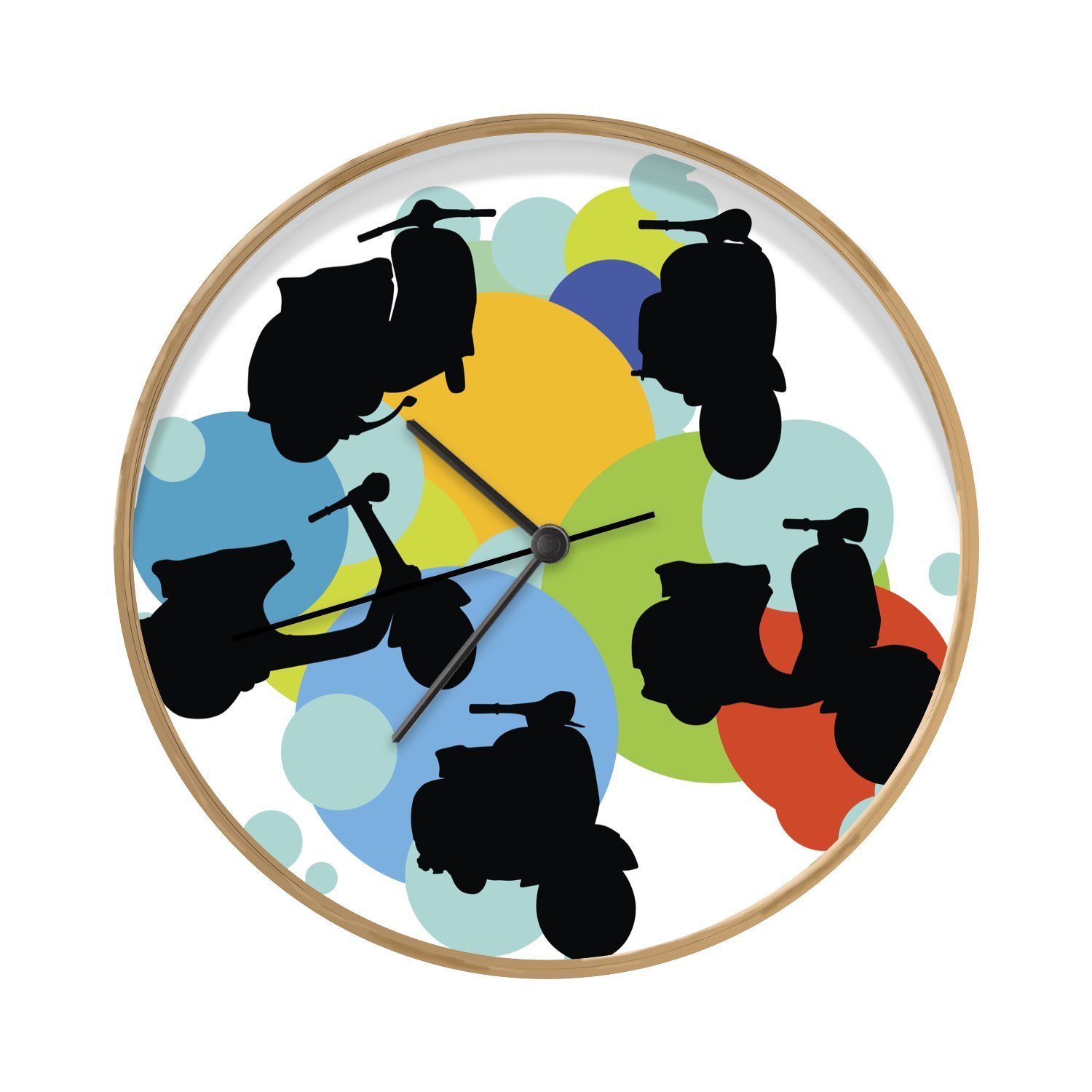 Muchowow Wanduhr Illustration Mit Silhouetten Einer Vespa Uhrwerk