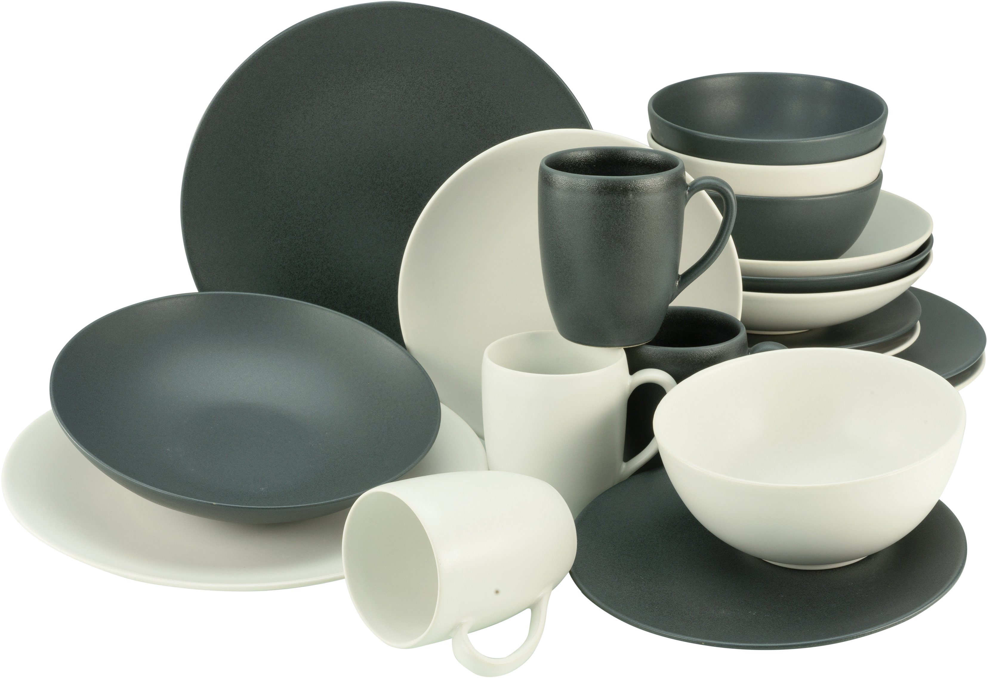 Creatable Kombiservice Soft Touch Black And White 20 Tlg Steinzeug