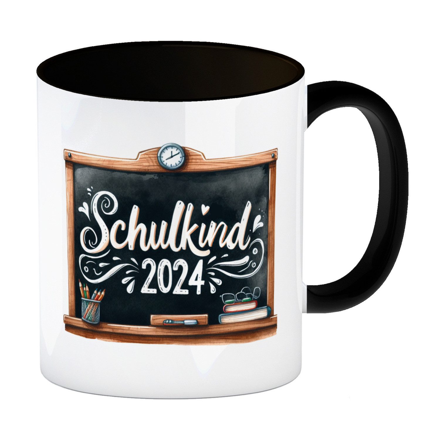 speecheese Tasse Schulkind 2024 Kaffeebecher in schwarz