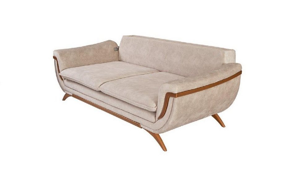 Jvmoebel 3 Sitzer Designer Sofa 3 Sitzer Beiges Stoffsofa Sofapolster