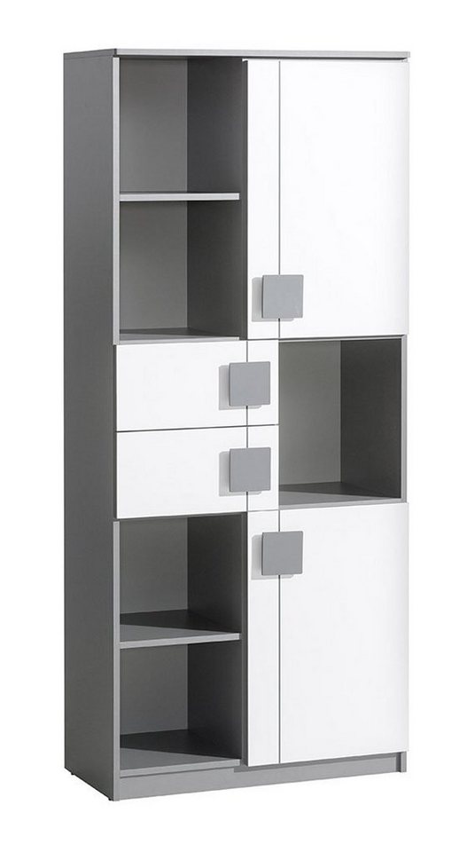Feldmann Wohnen Stauraumschrank Gami 1 St 80cm 2 Türig Anthrazit Weiß
