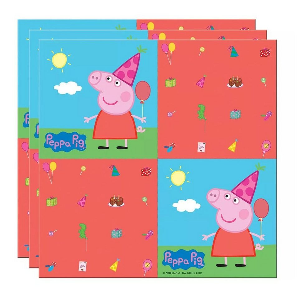 Folat Einweggeschirr Set 20 Peppa Wutz Servietten Papier Partydeko