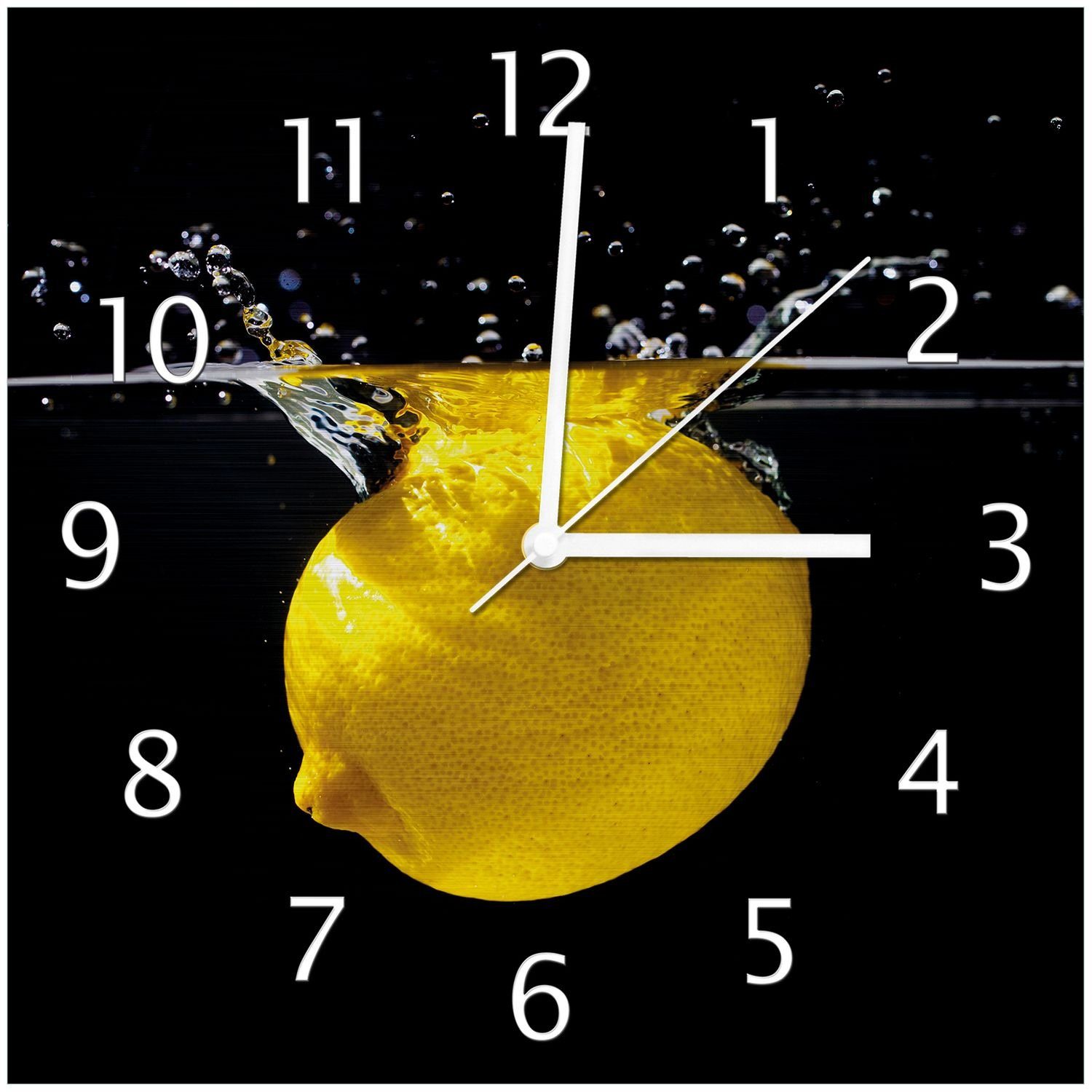 Wallario Wanduhr Zitrone Im Wasser Frisches Obst Für Die Küche