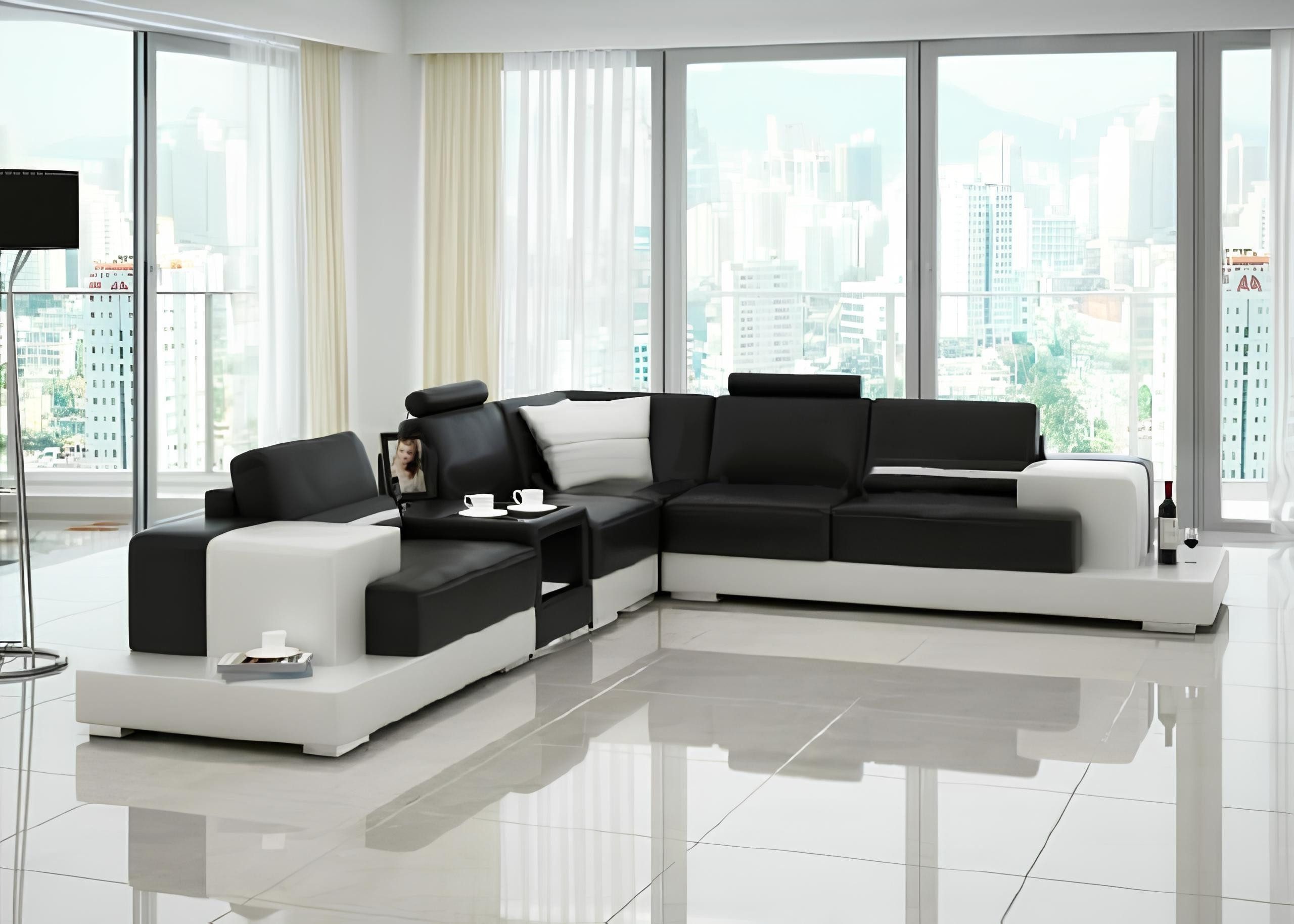 JVmoebel Ecksofa Ledersofa Ecksofa Sofa mit USB Design Sitz Polster ...