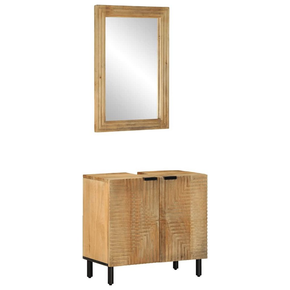 Vidaxl Badezimmer Set 2 Tlg Badmöbel Set Braun Massivholz Mango