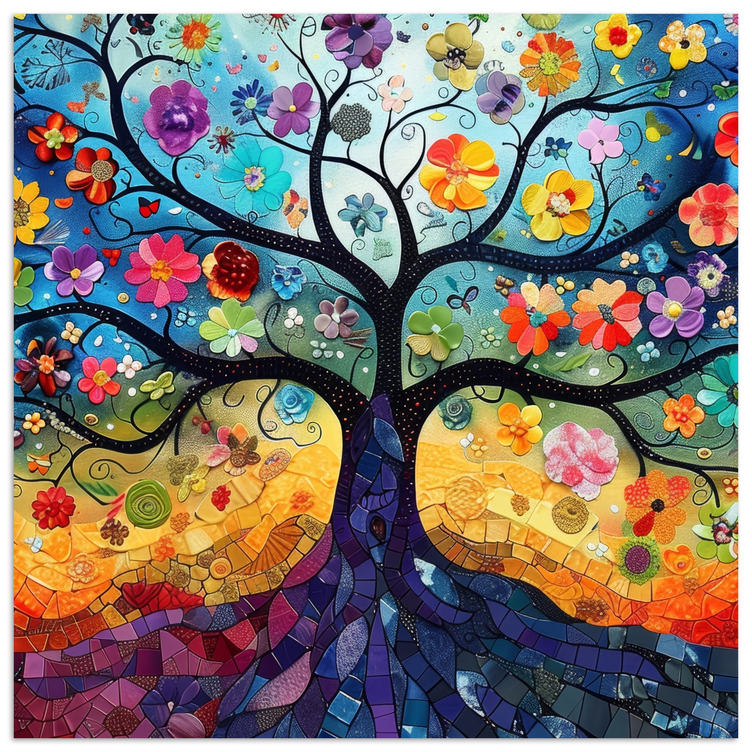 Muchowow Poster Baum Bunt Blumen Kunst Abstrakt 1 St