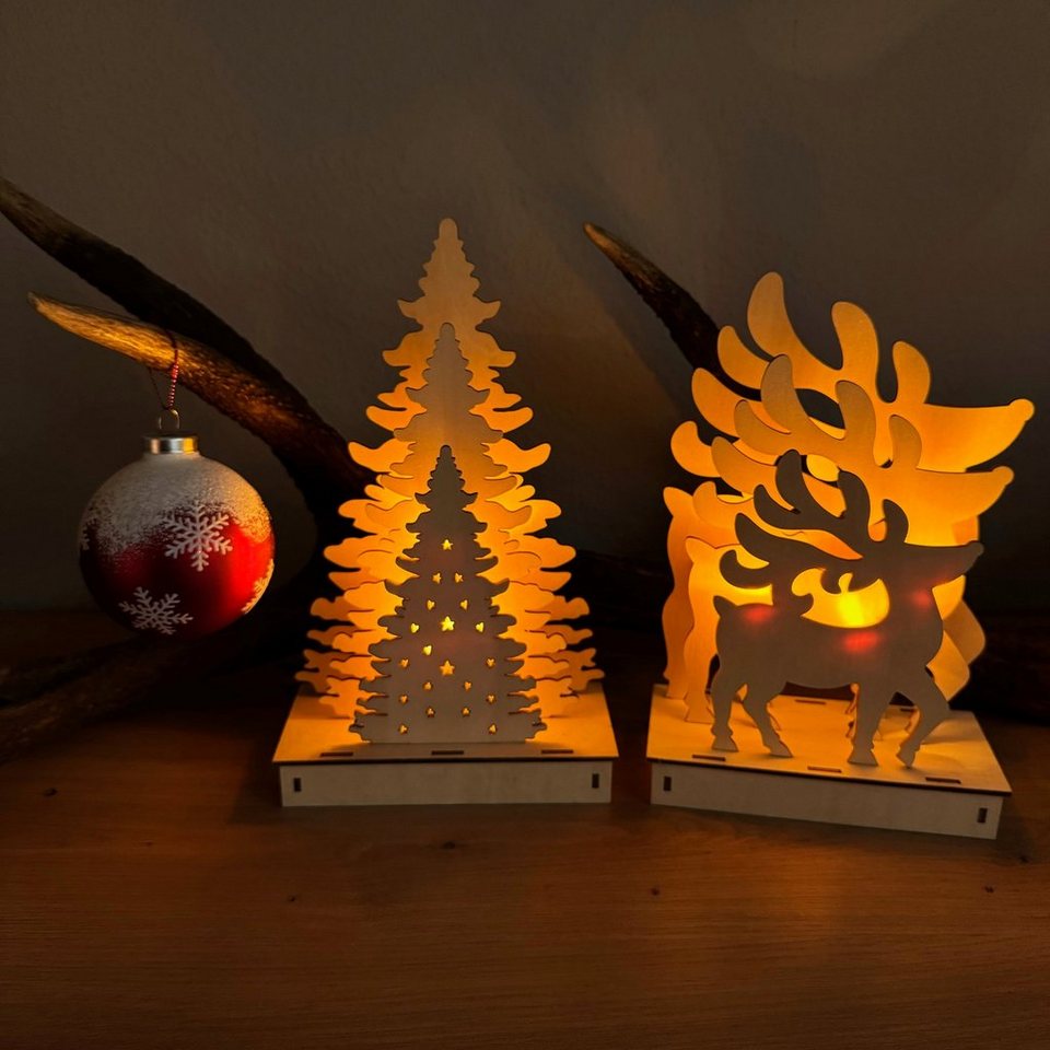 Online Fuchs Led Dekofigur Als 2er Set Weihnachtsfiguren Rentier Und