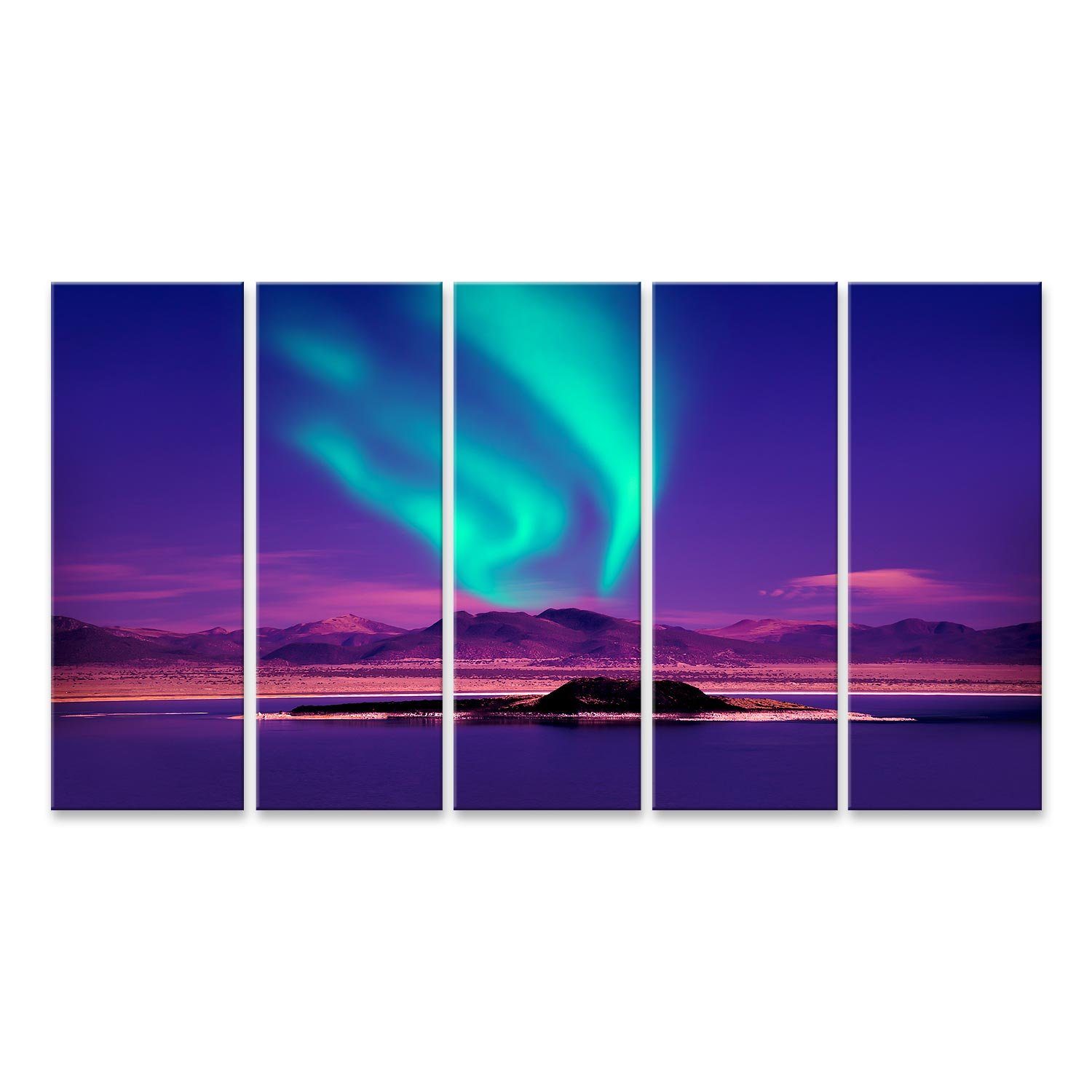 islandburner Leinwandbild Bild auf Leinwand Nordlicht Aurora Borealis Wandbild Leinwandbild Wan