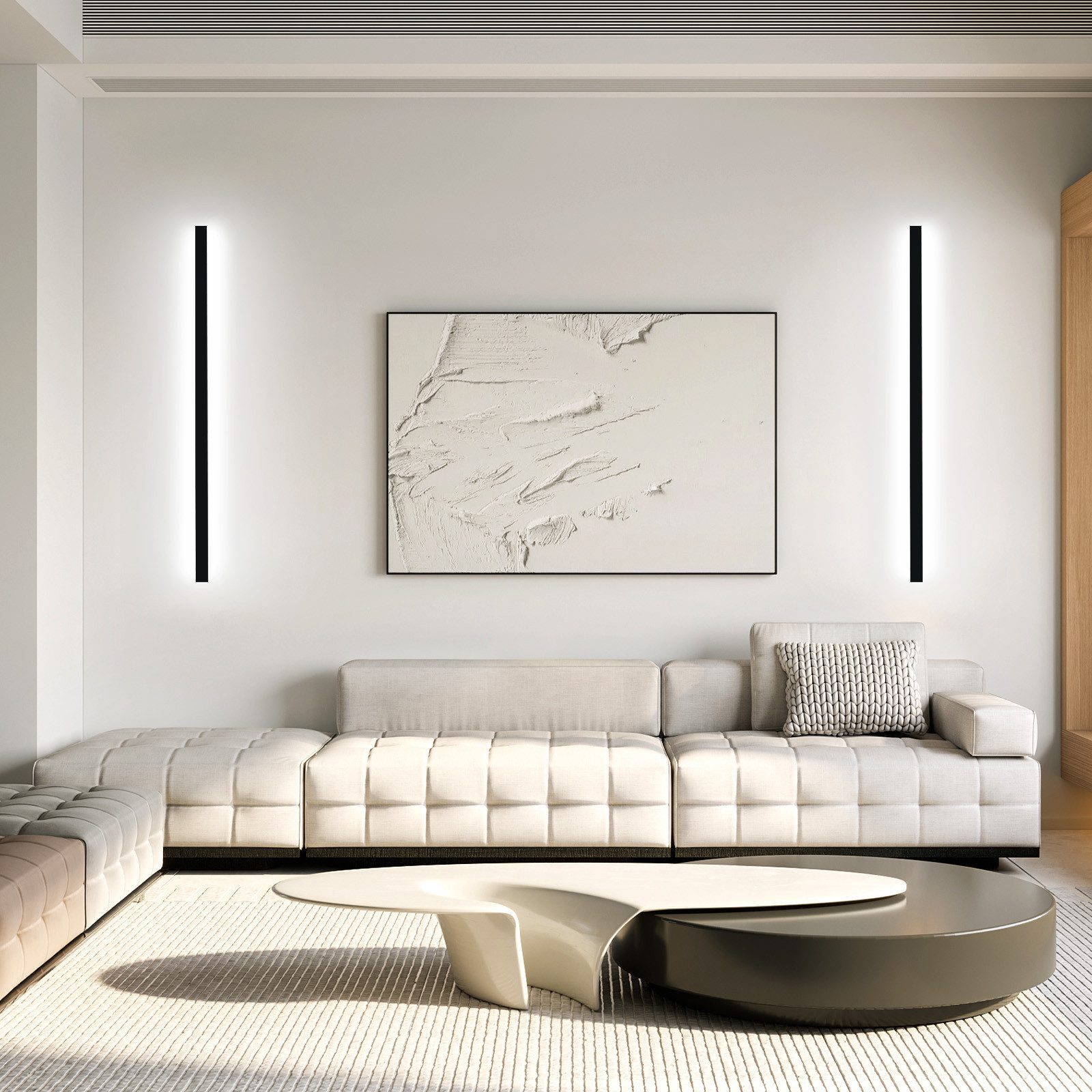 Zmh Led Wandleuchte Innen Wandlampe 100cm Kaltweiß Schwarz Metall 32w