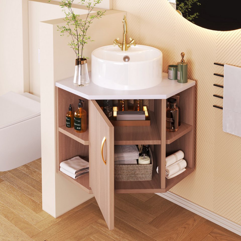 Modfu Badmöbel Set Waschbecken Waschtisch Set 2 Tlgeck Gäste Wc