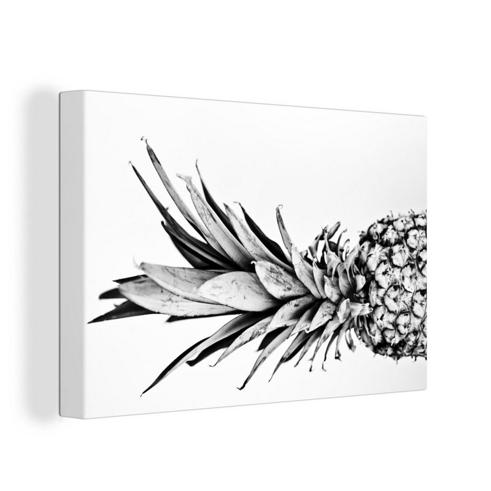 Onemillioncanvasses® Leinwandbild Ananas Obst Schwarz Weiß