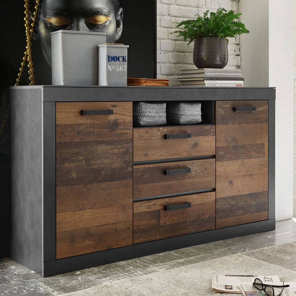 Lomadox Kommode Berlin 61 Industrial Design Sideboard In Old Mix