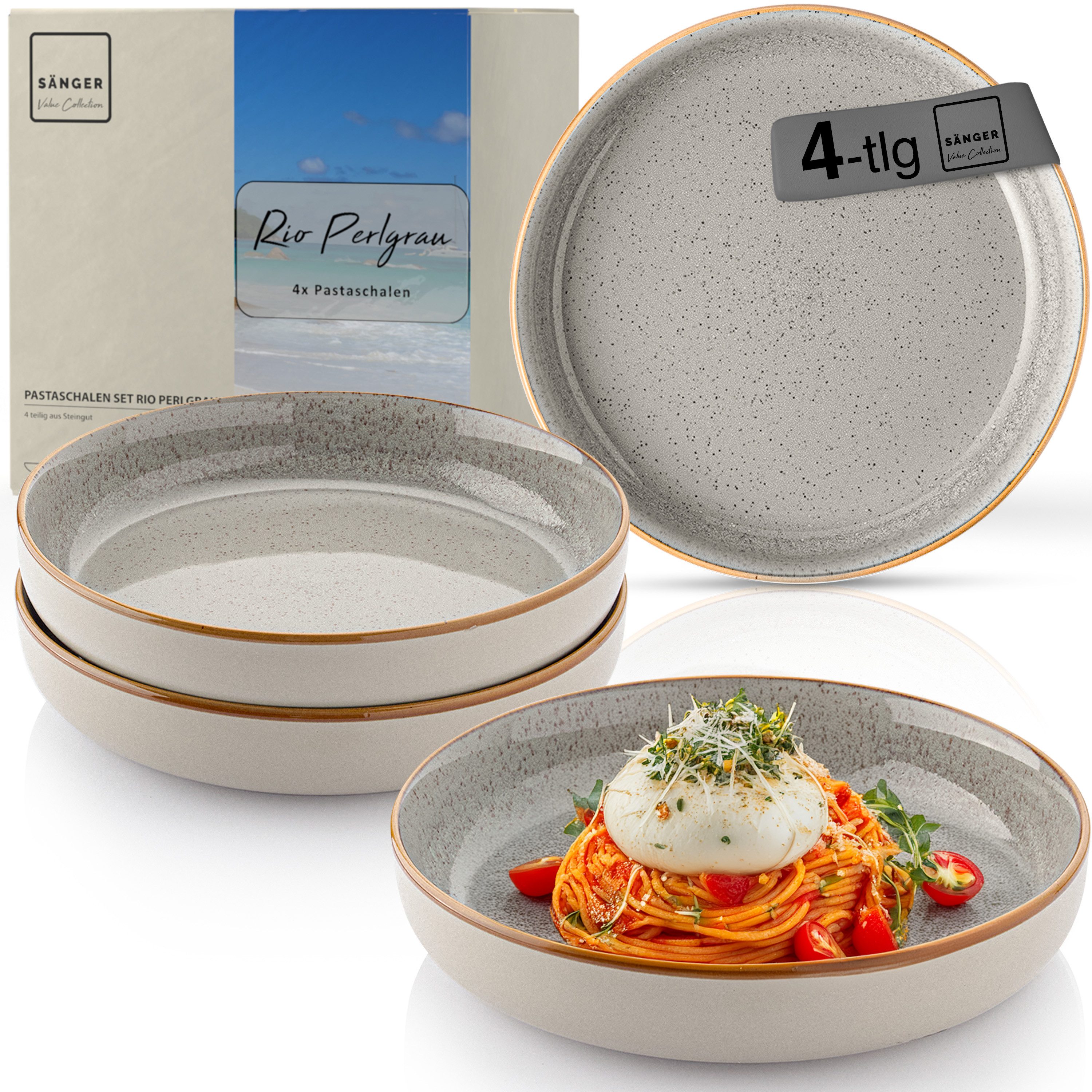 SÄnger Pastateller Set Rio Perlgrau 4 St Spaghettiteller