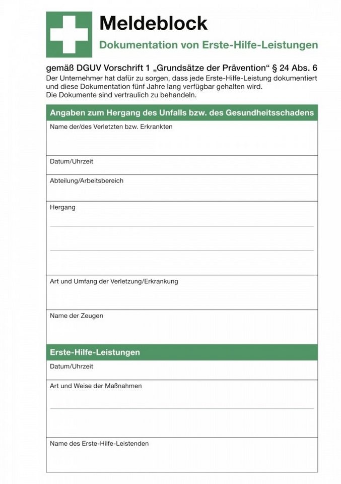 König Werbeanlagen Erste-Hilfe-Set Meldeblock zur Dokumentation von ... König Werbeanlagen Erste-Hilfe-Set Meldeblock zur Dokumentation von ...