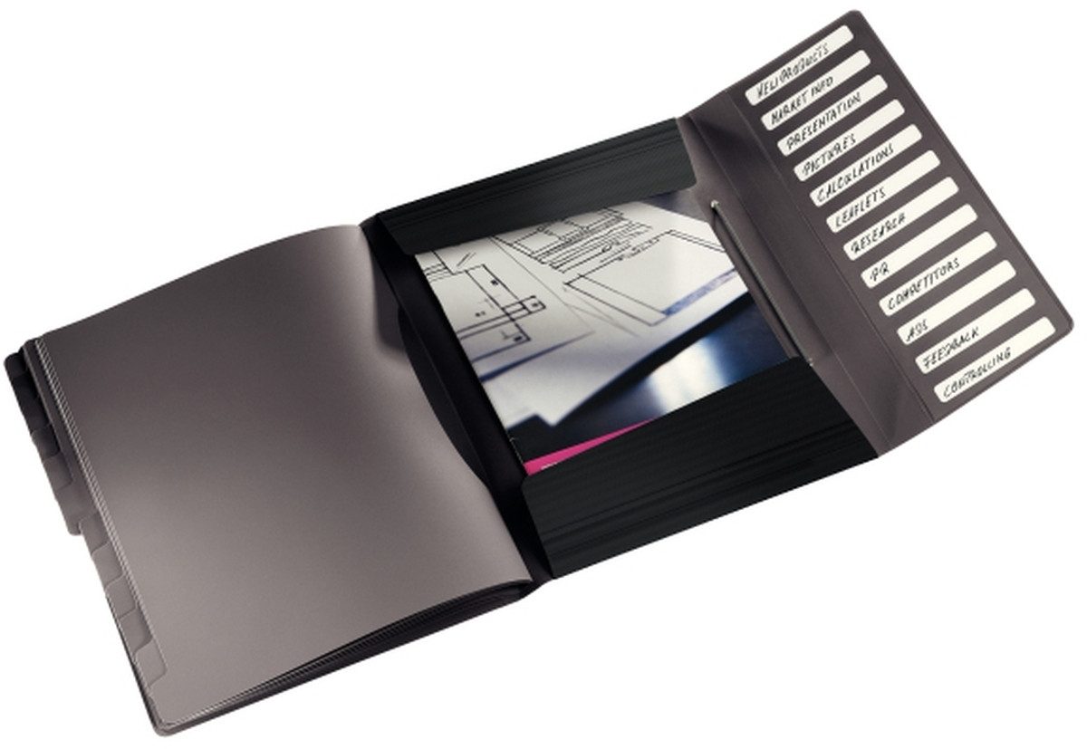 LEITZ Organisationsmappe Ordnungsmappe Solid A4 12-teilig schwarz