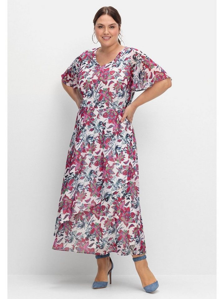 Sheego Etuikleid Chiffonkleid Kleid Etuiform