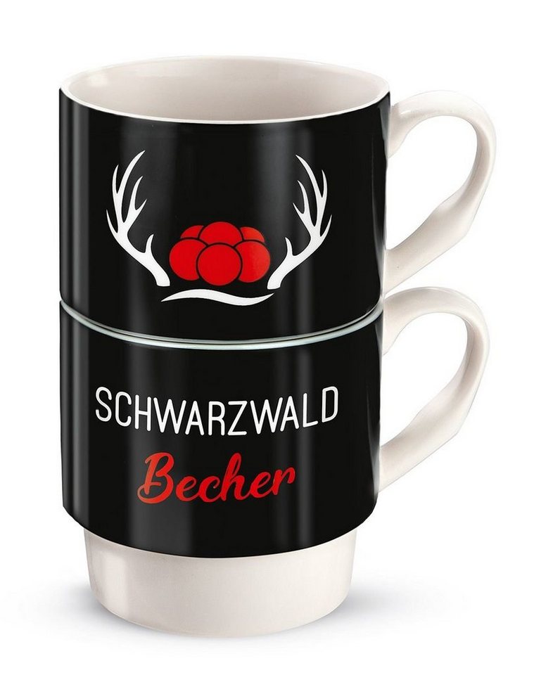 Gilde Dekoobjekt 6er Set Porzell 2tlg Stapeltasse Schwarzwald Becher