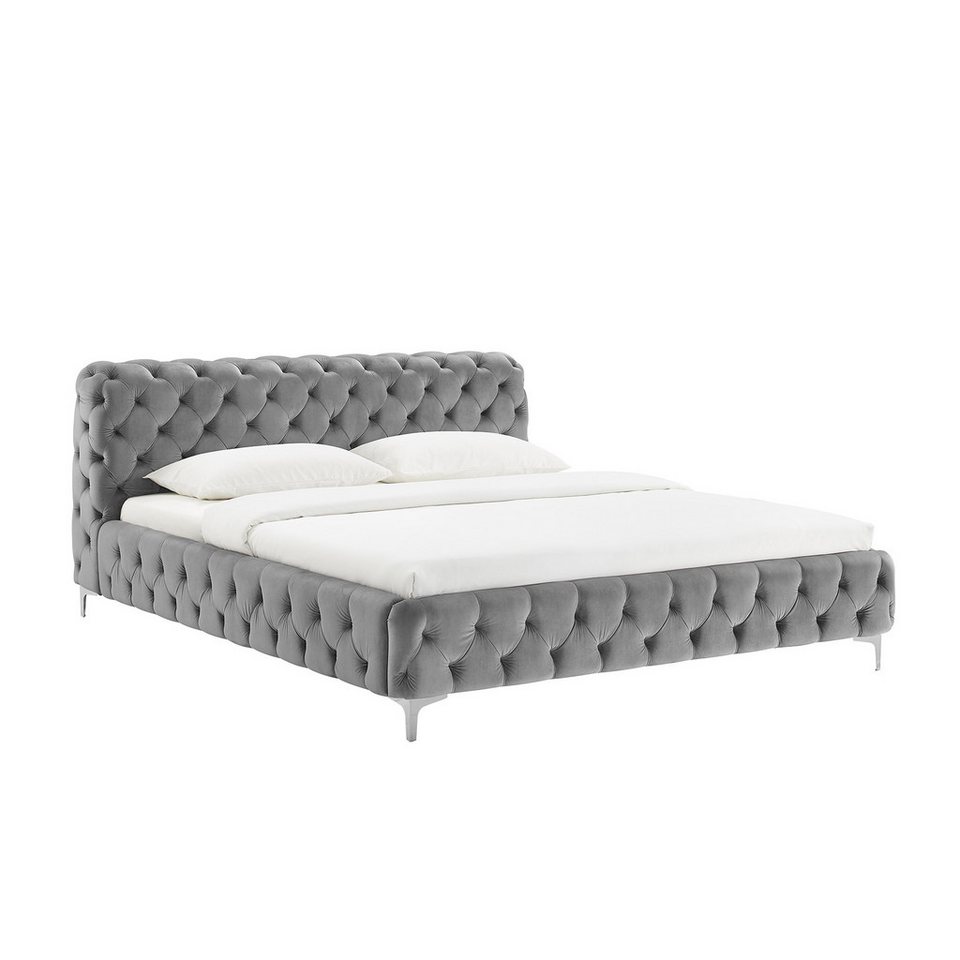 Riess Ambiente Polsterbett Modern Barock 160x200cm Grau Samt Barock