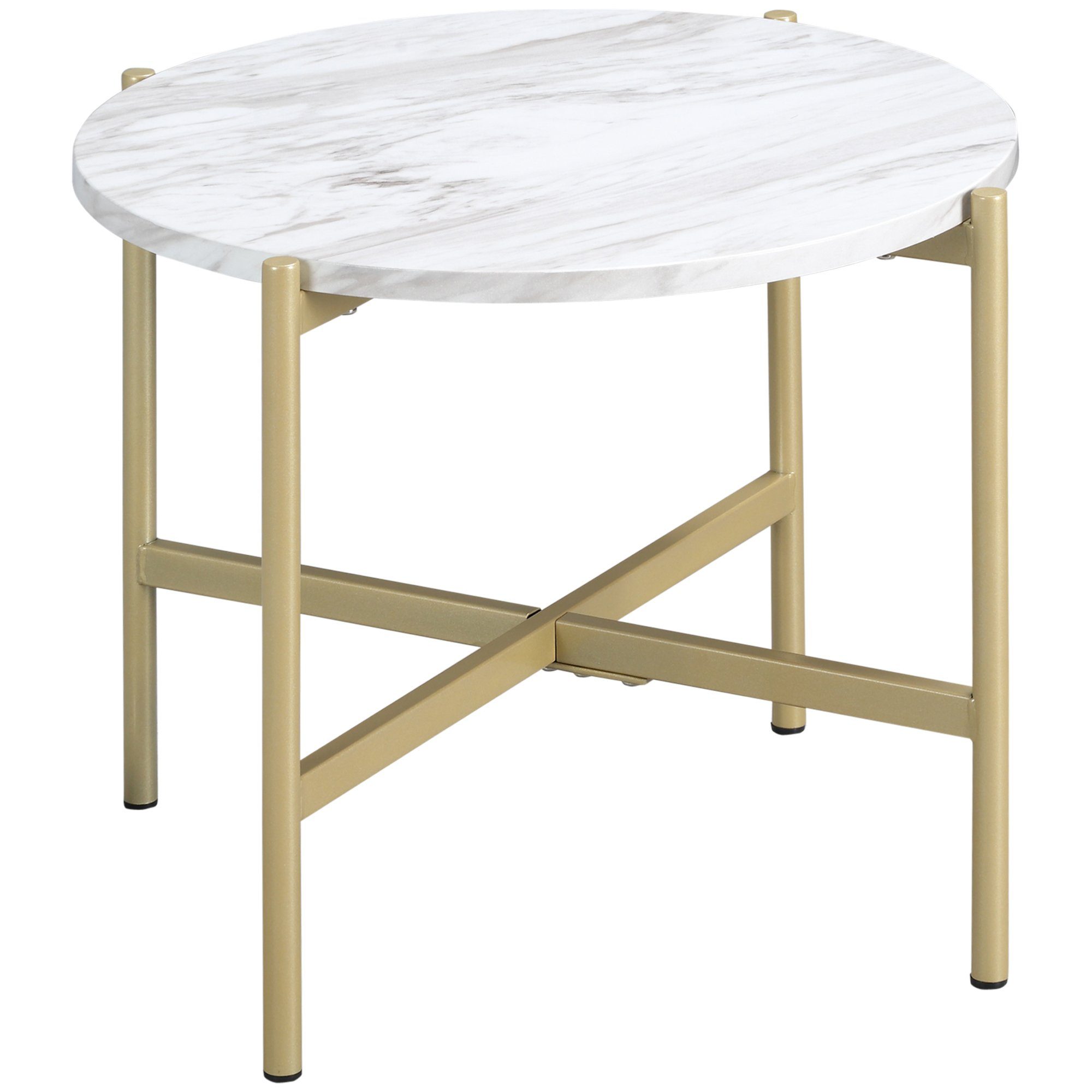Homcom Couchtisch Beistelltisch Im Retrodesign Marmoroptik 55 Cm X 55