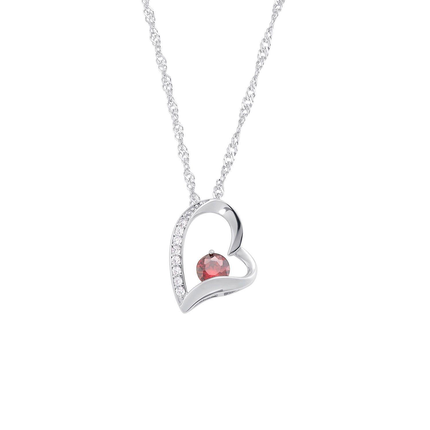 Amor Kette mit Anhänger für Damen, 925 Sterling Silber, Zirkonia synth., Herz (2-tlg., Kette mit ...
