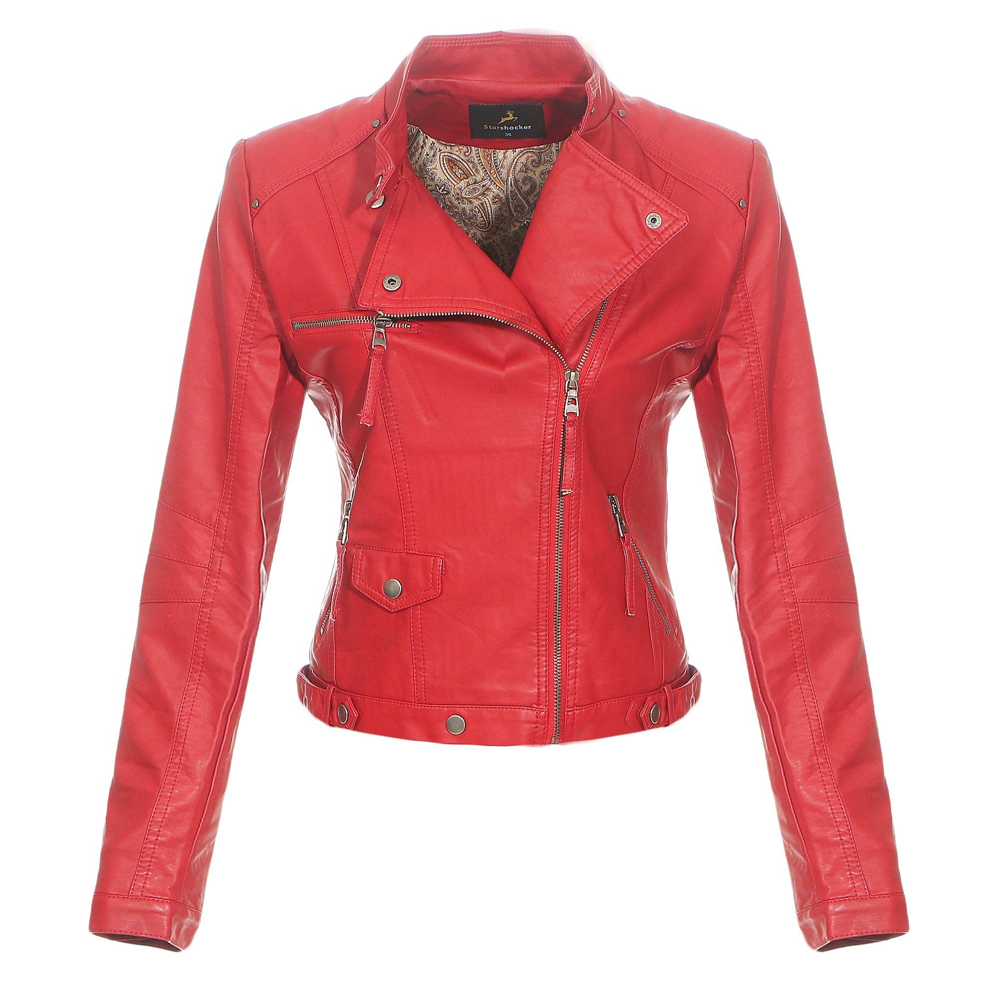 Starshocker Lederimitatjacke Ss01 Biker Look Faux Leather Jacke Mit