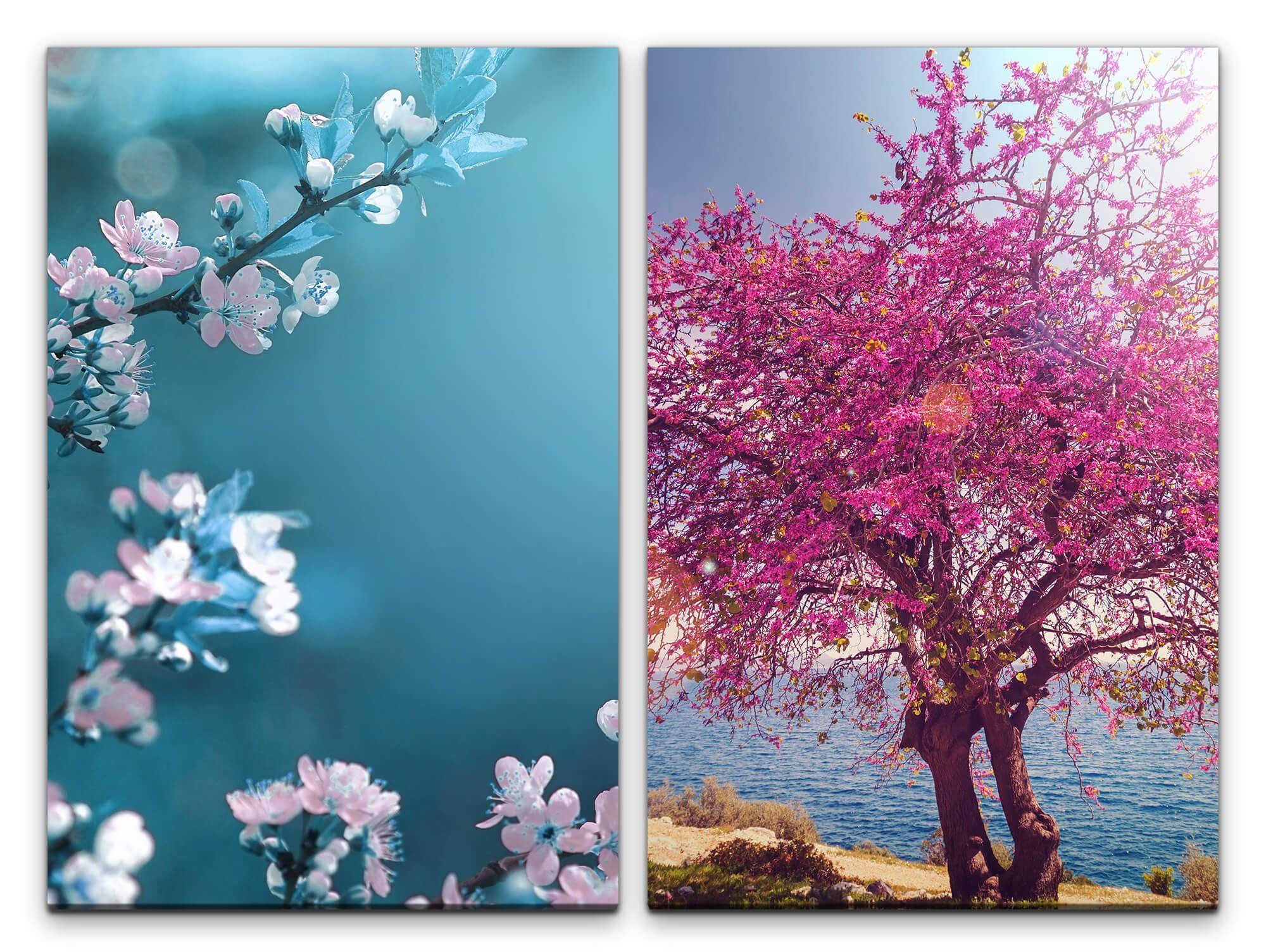 Sinus Art Leinwandbild 2 Bilder Je 60x90cm Frühling Baumblüten