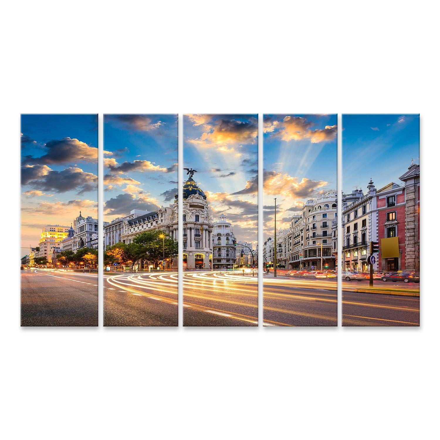 islandburner Leinwandbild »Bild auf Leinwand Madrid Stadtbild Spanien Calle De Alcala Gran Via ...