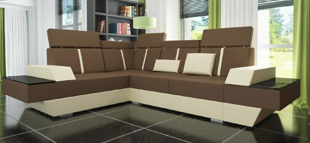 JVmoebel Ecksofa Polster Couch Sofa mit USB,Eckcouch Ledercouch ...