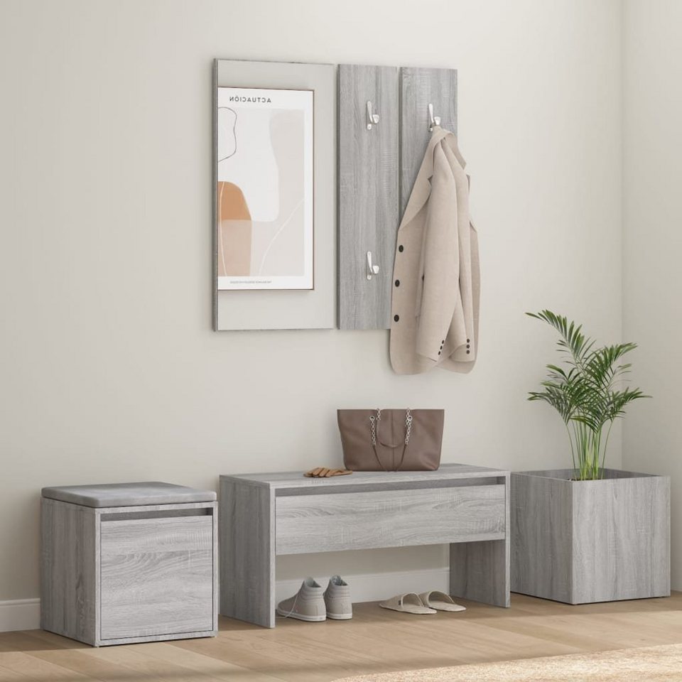 Furnicato Kleiderschrank Flurmöbel Set Grau Sonoma Holzwerkstoff 1 St